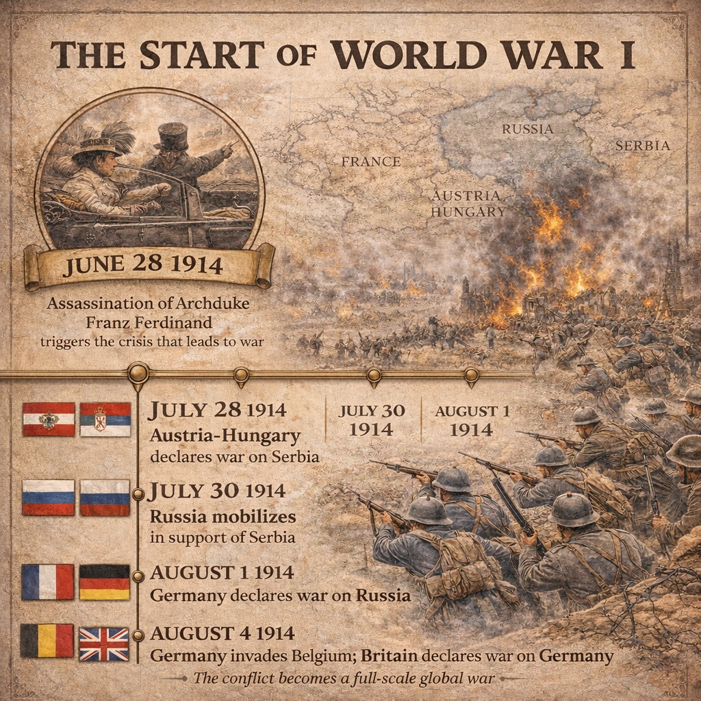 The Start of WW1 Dates – American History